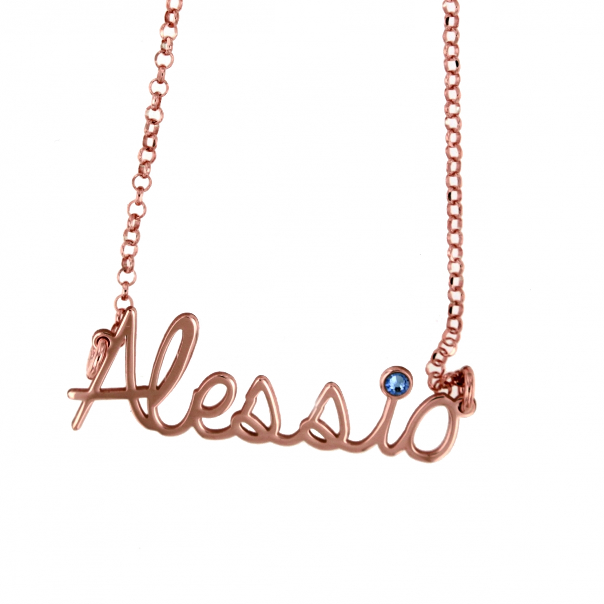 Collana nome personalizzabile e zircone colorato - Moun Jewels ...